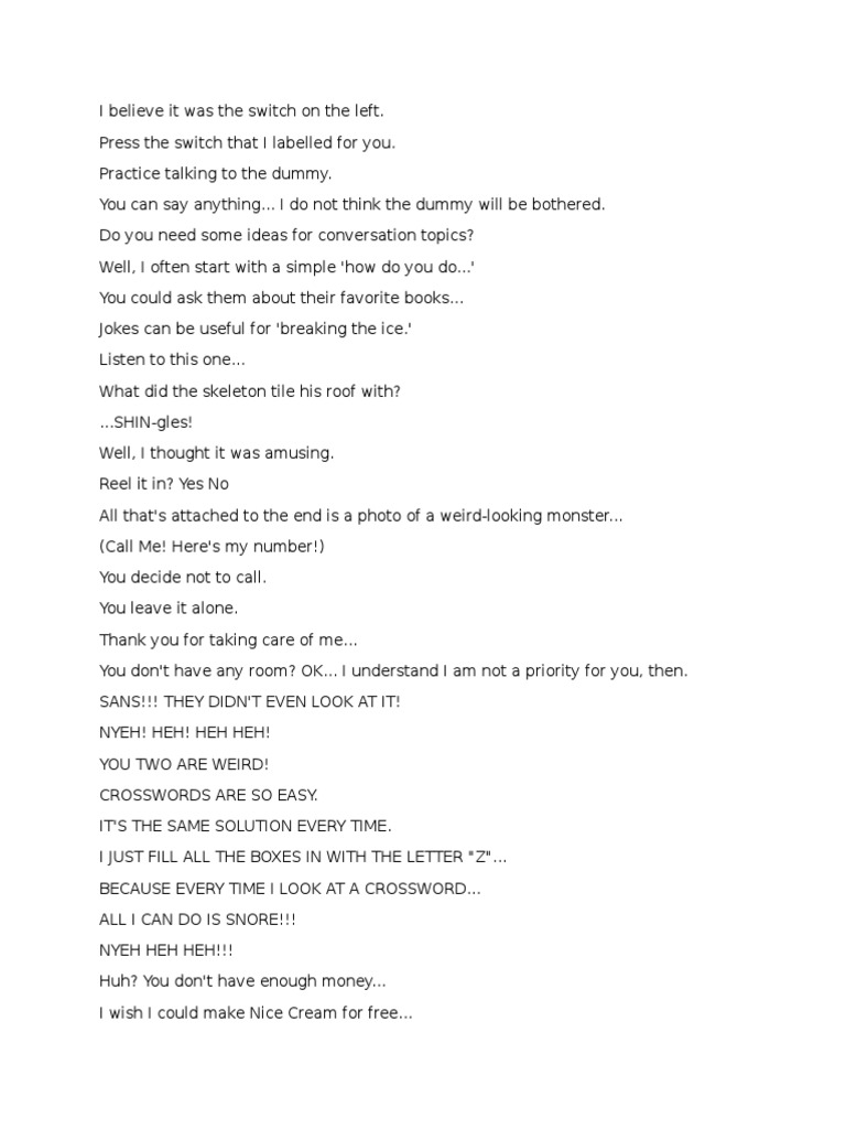 True All Undertale Text | PDF | Leisure | Nature