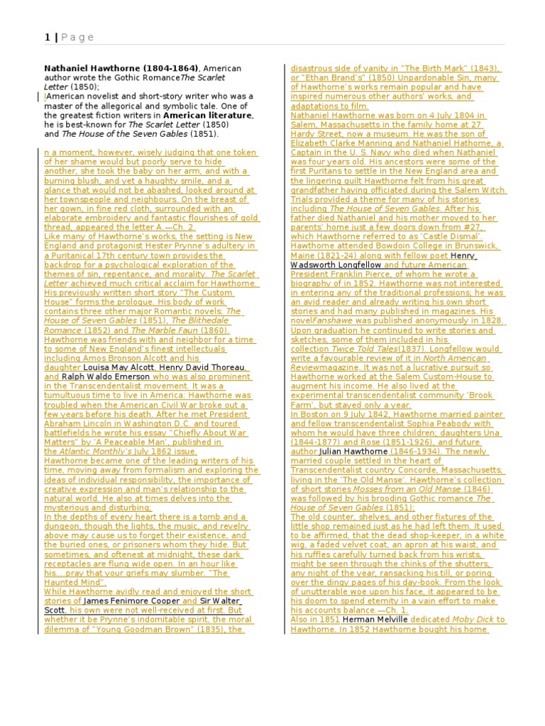 Nathaniel Hawthorne (COMPILED BIOGRAPHY) | PDF | Nathaniel Hawthorne