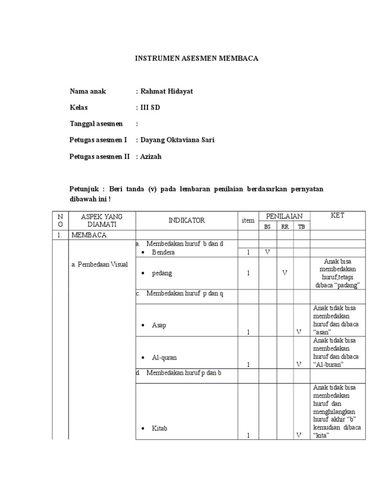 Instrumen Membaca | PDF