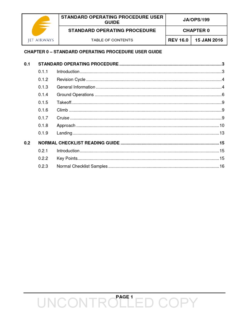 B737 Standard Operating Procedure User Guide | Aviation | Aeronautics