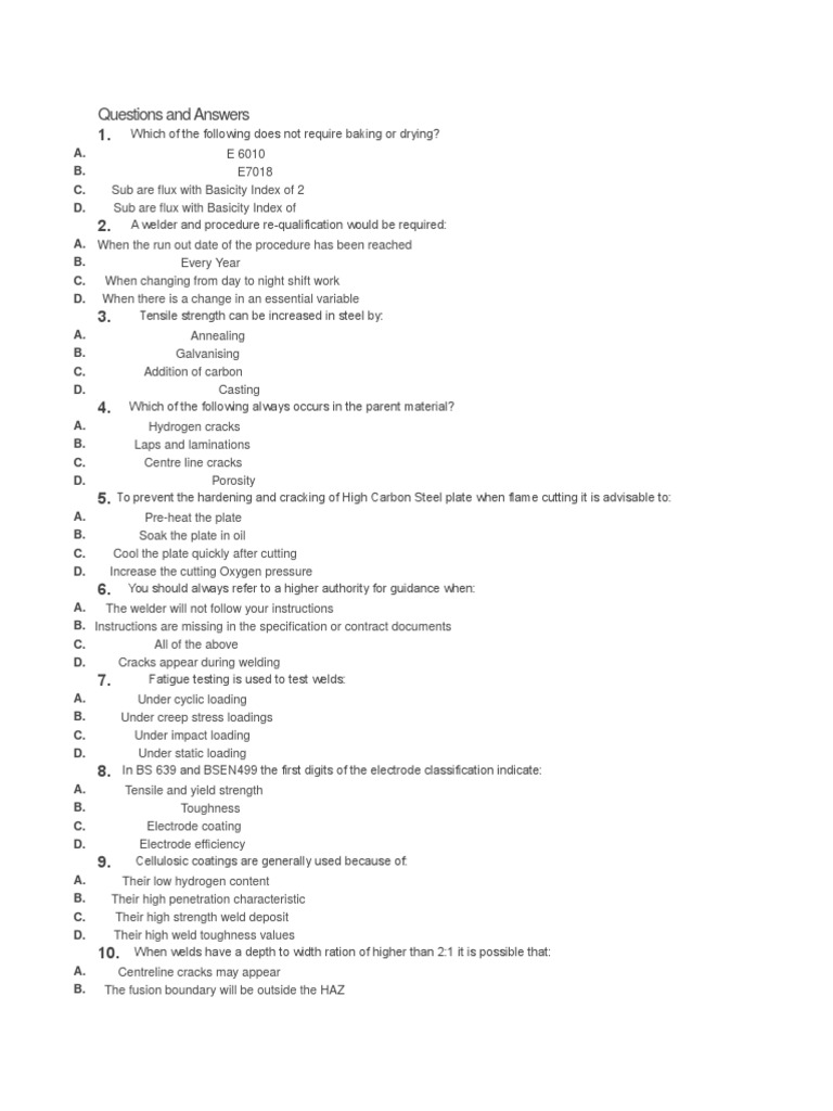 Welding Questions and Answers Guide | PDF