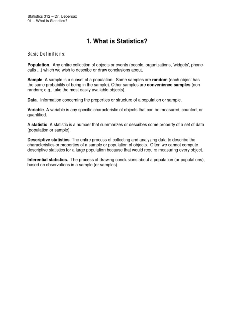 01 - What Is Statistics | PDF | Sampling (Statistics) | Statistics