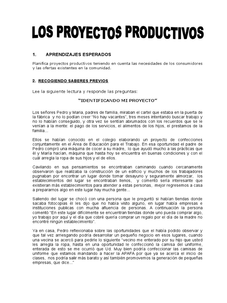 Proyecto Productivo Una | PDF | Costo | Mercado (economía)