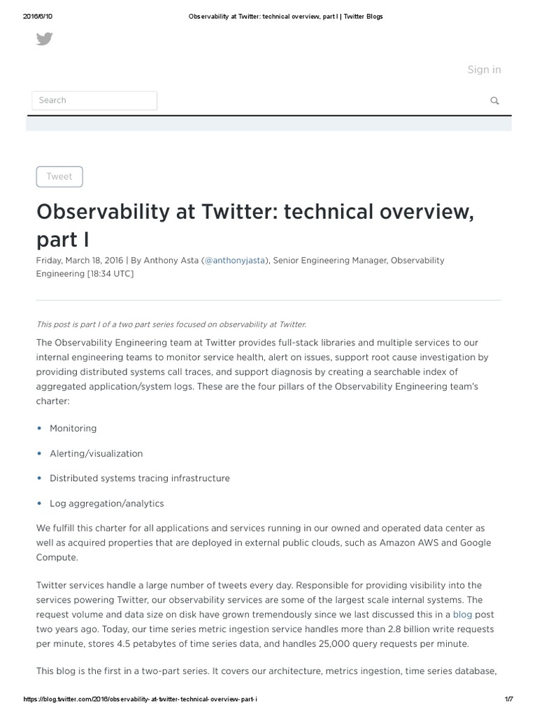 Observability At Twitter Technical Overview Part I Twitter Blogs
