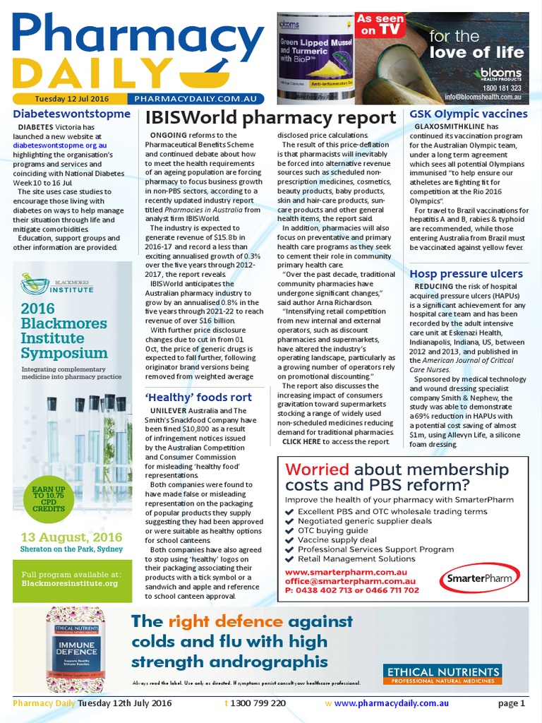 Pharmacy Daily For Tue 12 Jul 2016 - IBISWorld Pharmacy Report, NatRUM ...