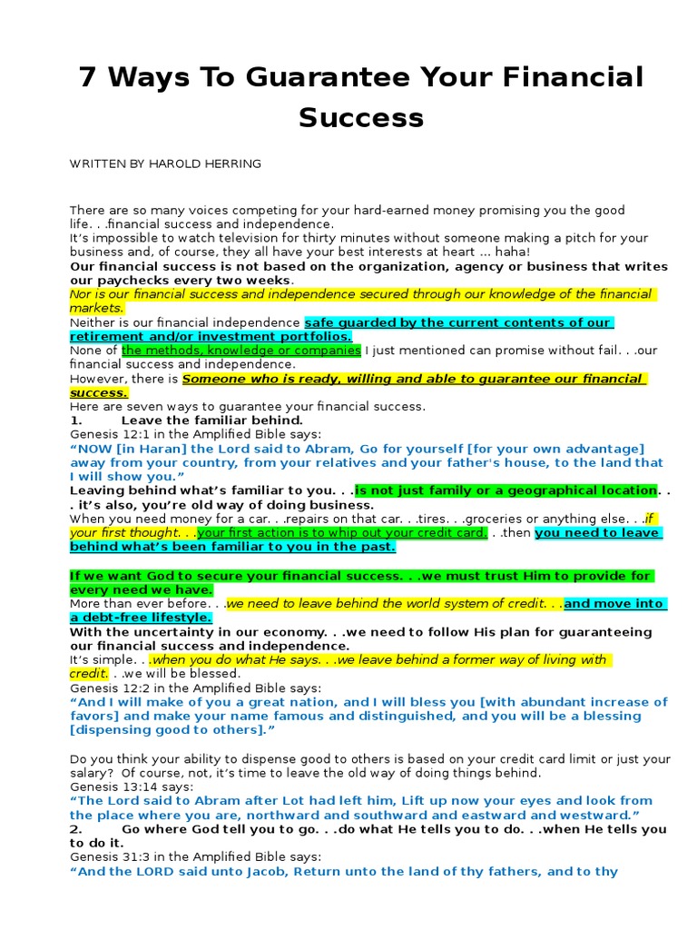 7 Keys That Garantee Your Financial Success | PDF | Jacob | Religious Texts