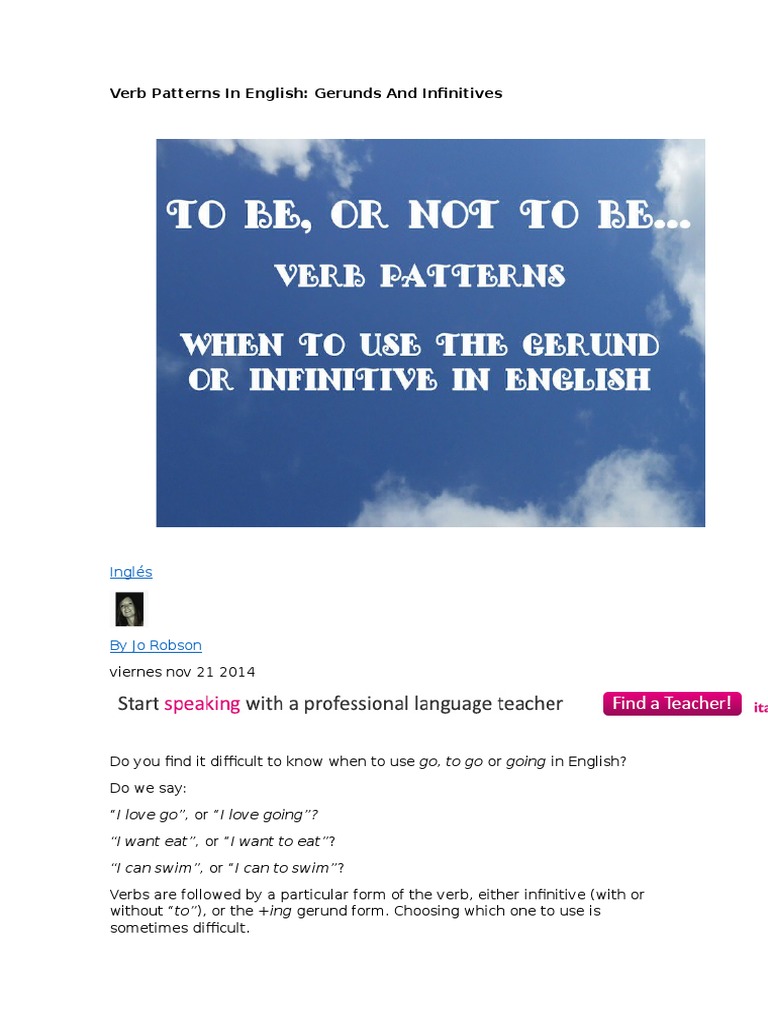 Verb Patterns in English | PDF | Language Mechanics | Grammar