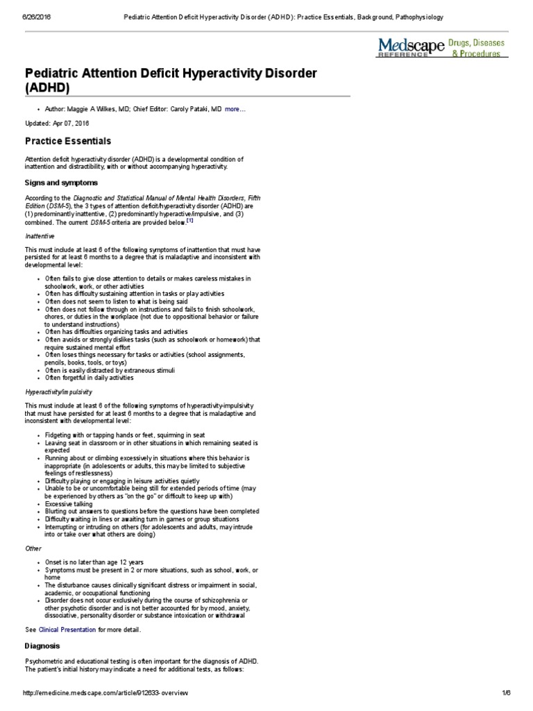 Pediatric Attention Deficit Hyperactivity Disorder (ADHD) - Practice ...
