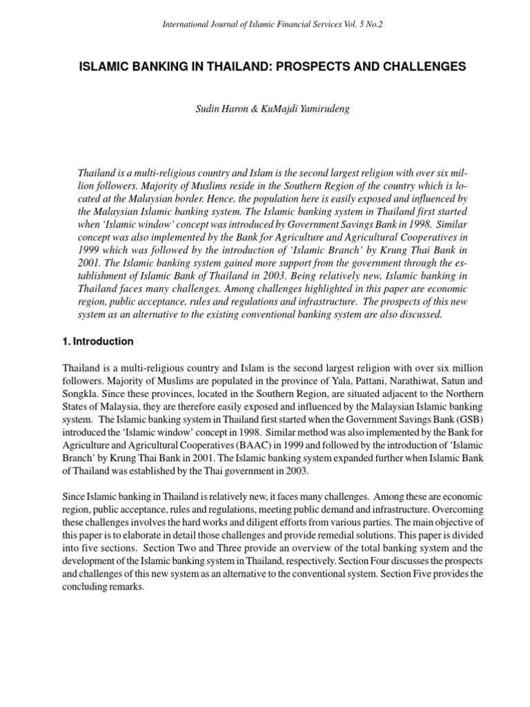 Islamic Banking in Thailand: Prospects and Challenges: International ...