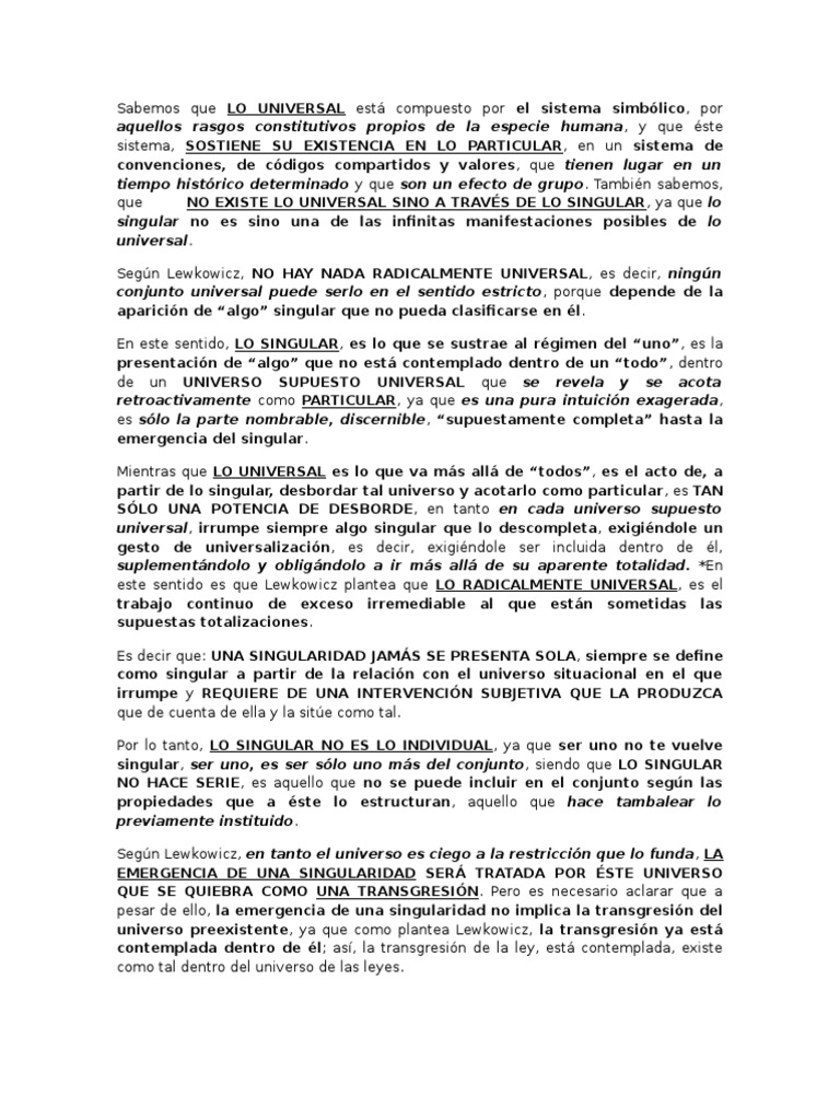 Universal, Particular, Singular | PDF | Universo | Aparición