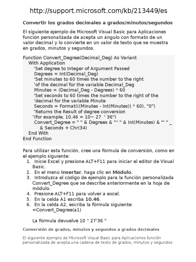 Convertir Los Grados Decimales A Grados | PDF | Comillas | Básico