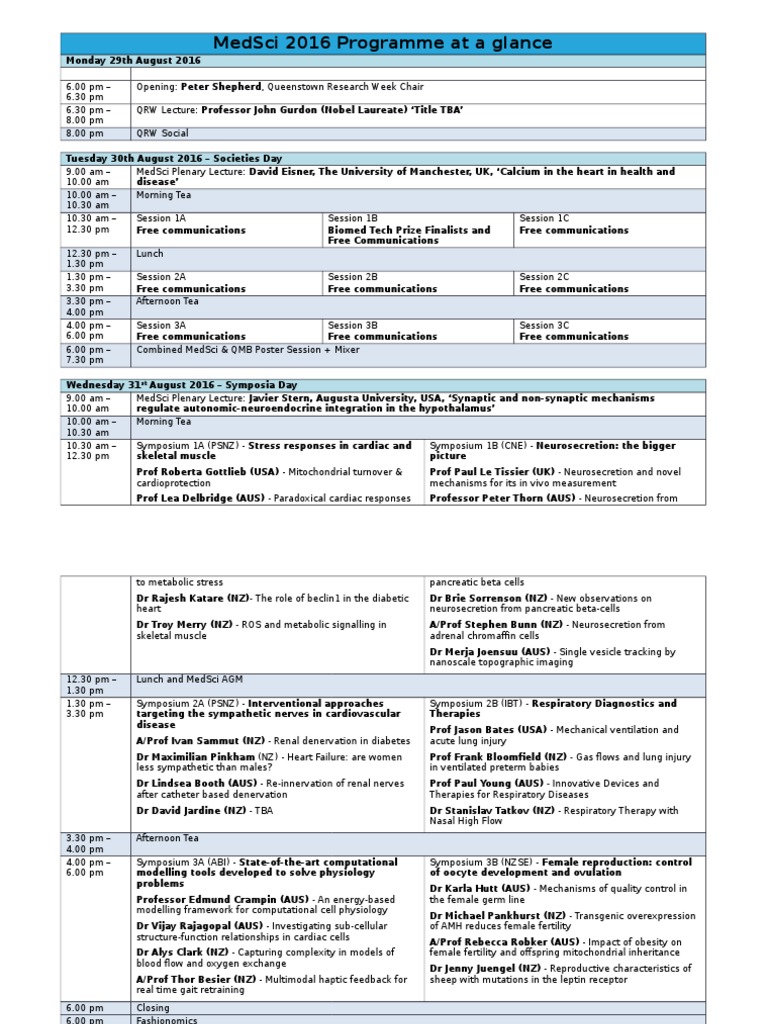 MedSci 2016 Draft Programme at 27 June | PDF