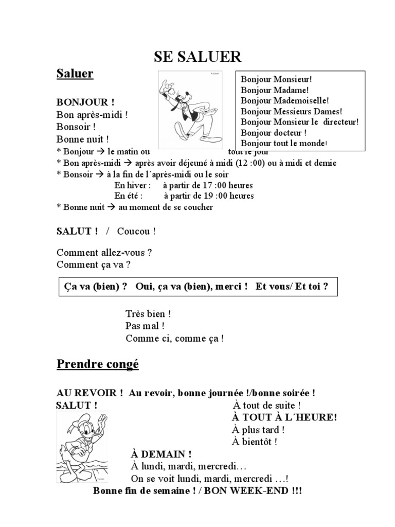 Se Saluer Et Se Présenter | PDF