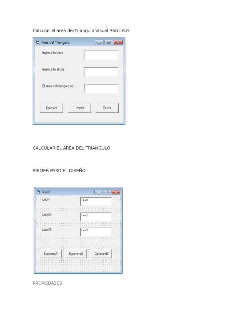 Calcular El Area Del Triangulo Visual Basic 6 | PDF | Triángulo ...