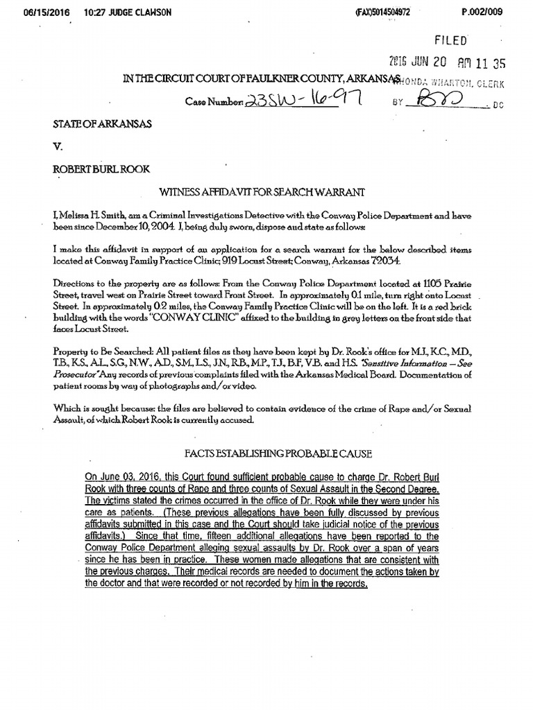Affidavit For Warrant-Rook | PDF