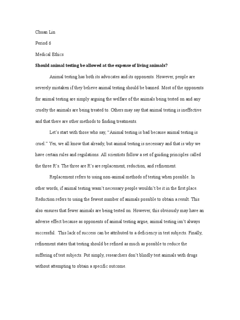 Should Animal Testing Be Allowed | PDF | Animal Testing | Animal Welfare