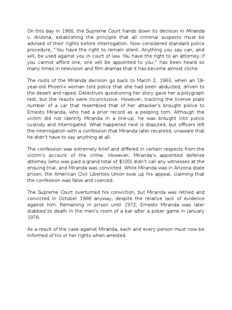 Miranda Rights | PDF