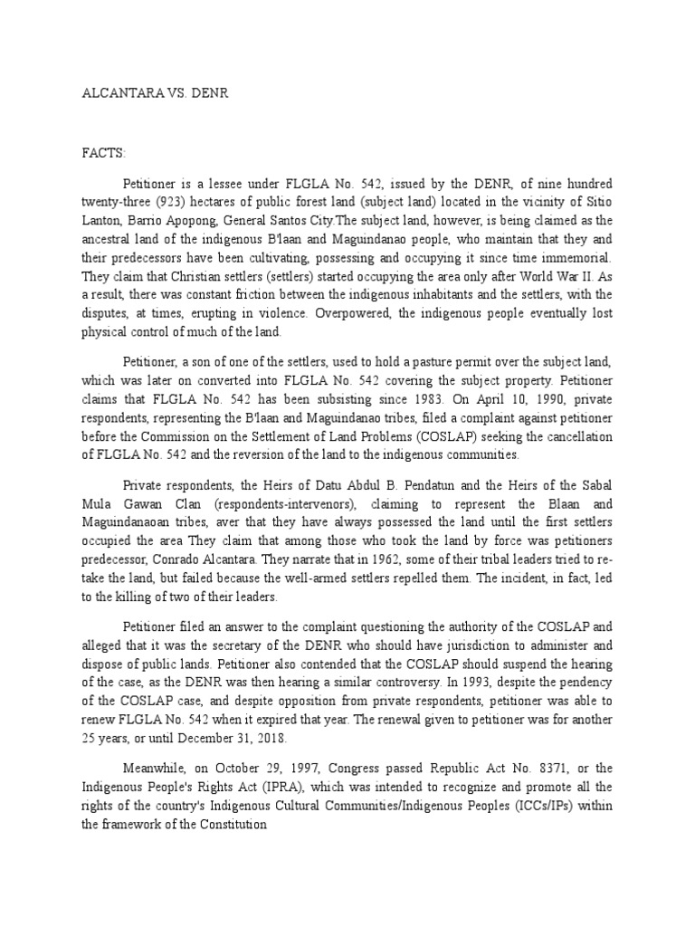 Alcantara vs. DENR: Case Outcome | PDF | Due Process Clause | Public Law