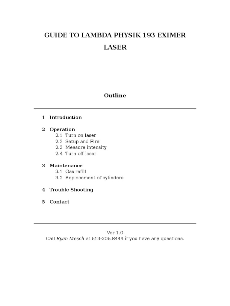 GUIDE To Lambda Physik 193 | PDF | Laser | Equipment