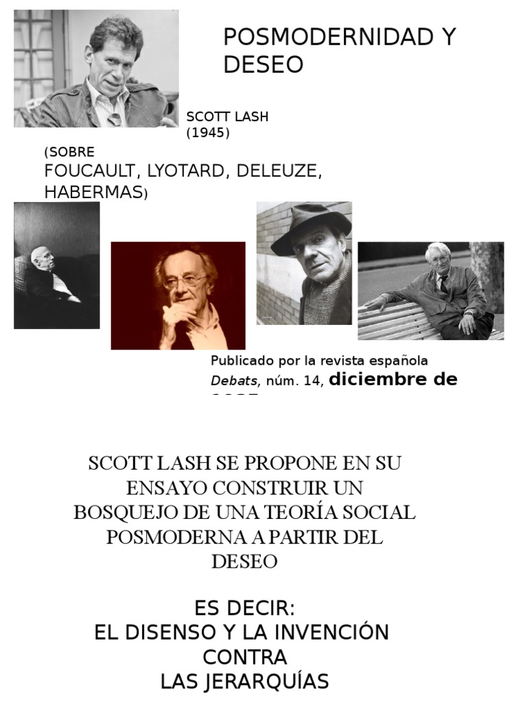 Scott Lash:Posmodernidad y Deseo | PDF | La teoría crítica | Michel ...