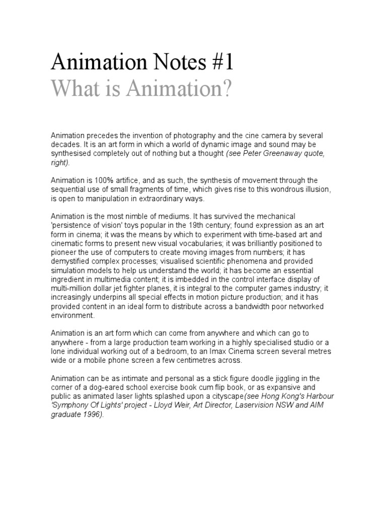 Animation Notes | Download Free PDF | Animation | Leisure
