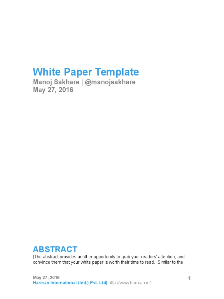 White Paper Template | Abstract (Summary) | Blog