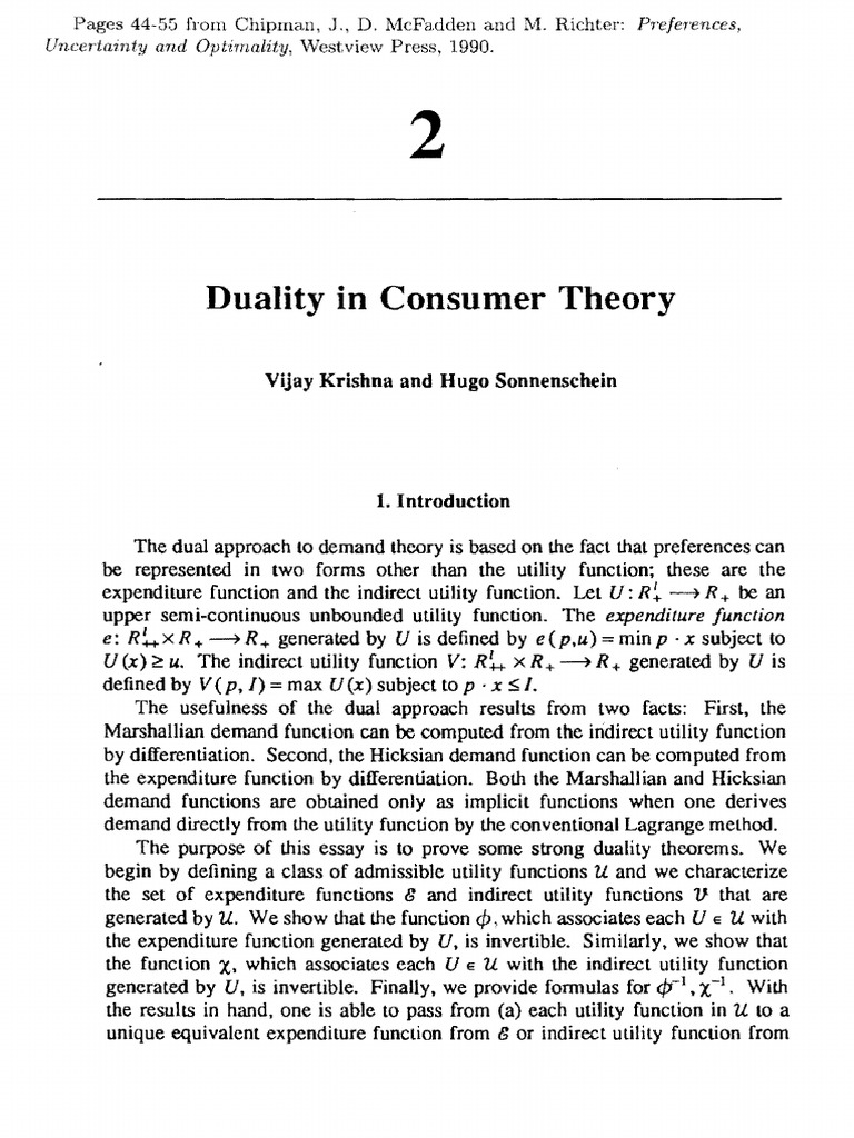 Duality in Consumer Theory | PDF | Utility | Function (Mathematics)