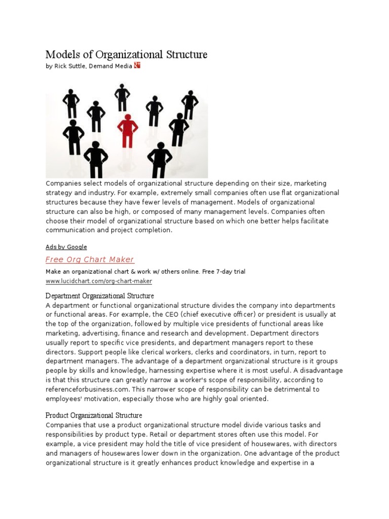 Models of Organizational Structure: by Rick Suttle, Demand Media ...