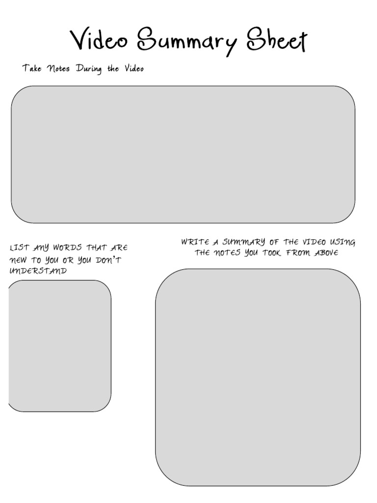 Video Summary Sheet | PDF