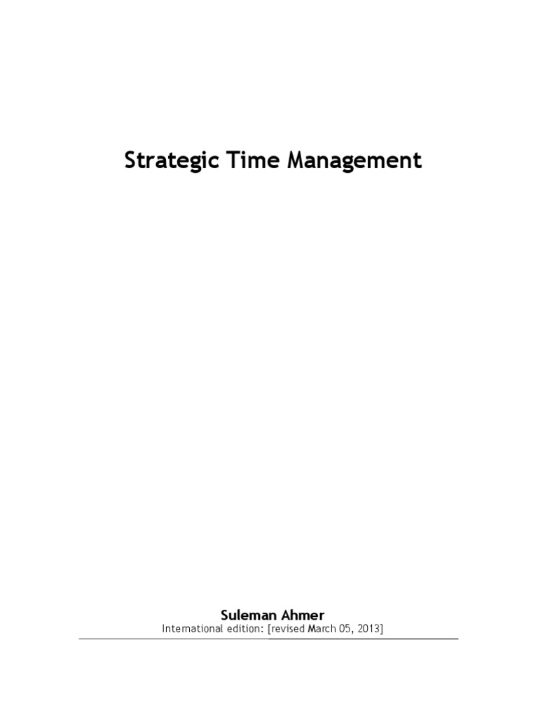 Strategic Time Management | PDF | Time Management | Professional Skills