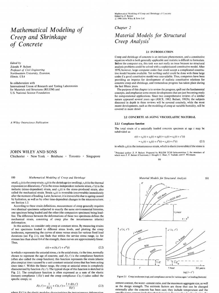 Mathematical Modeling of Creep and Shrinkage of Concrete | PDF ...