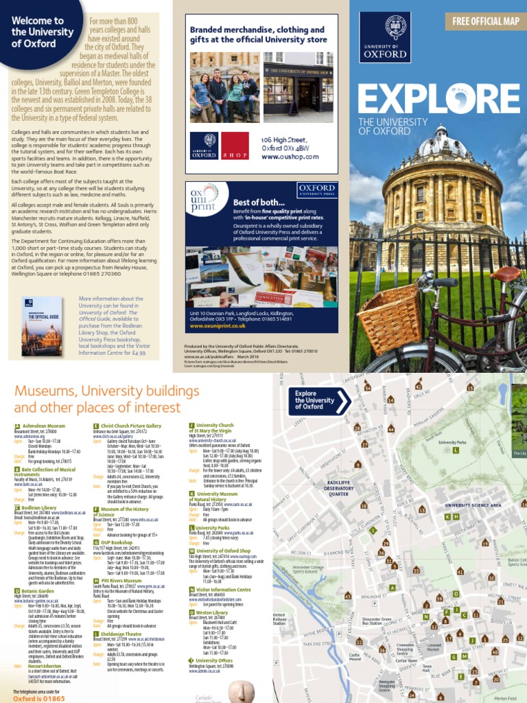 Explore Map 2016 - WEB | PDF | University Of Oxford | College
