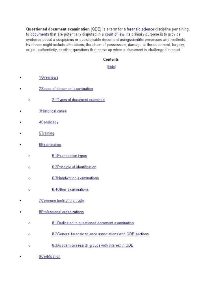 Questioned Document Examination | PDF | Crime & Violence | Crime Thriller