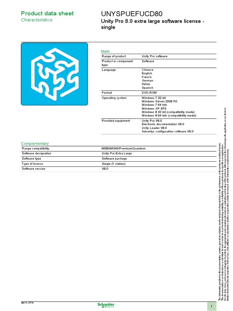 Unity Pro Software UNYSPUEFUCD80 | PDF