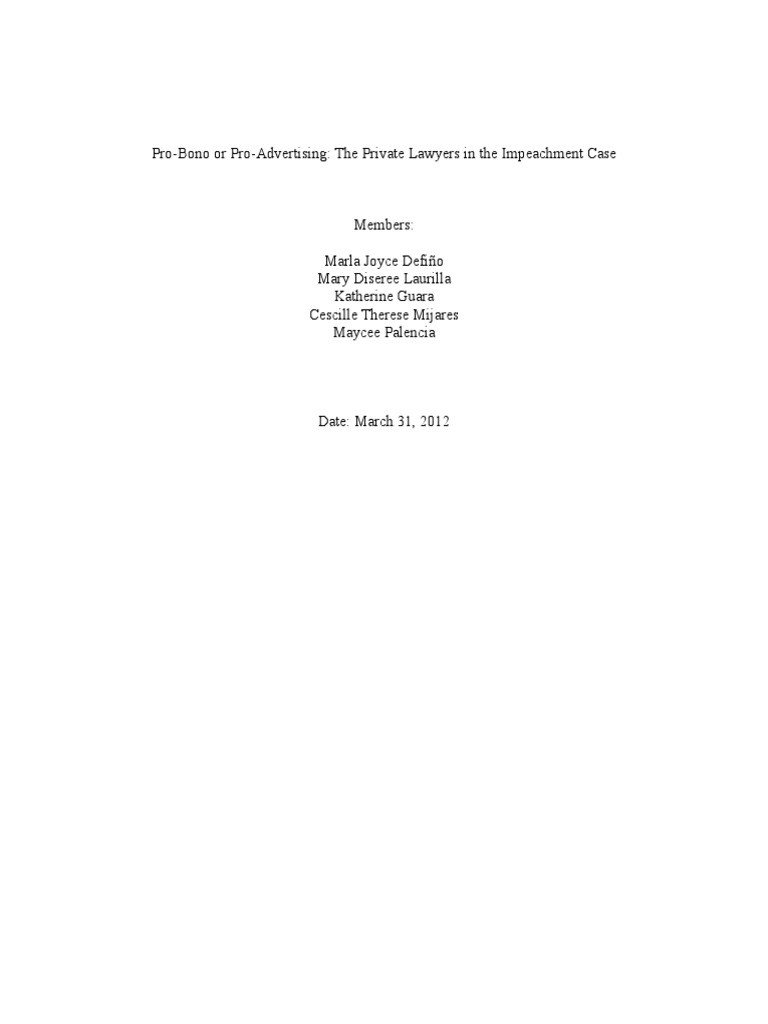 Pro-Bono or Pro-Advertising: The Private Lawyers in The Impeachment ...
