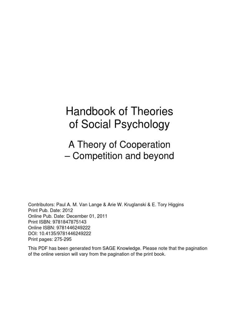 A Theory of Cooperation - Competition and Beyond PDF | PDF | Social ...