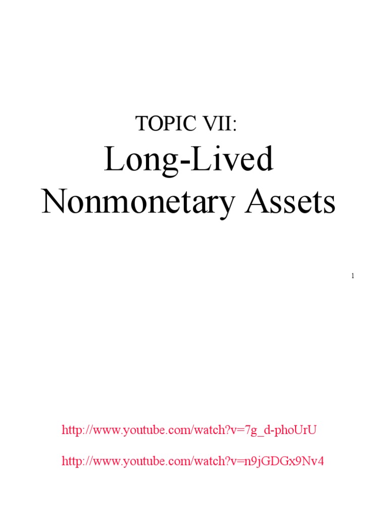Long Lived Non-Monetary Assets | PDF