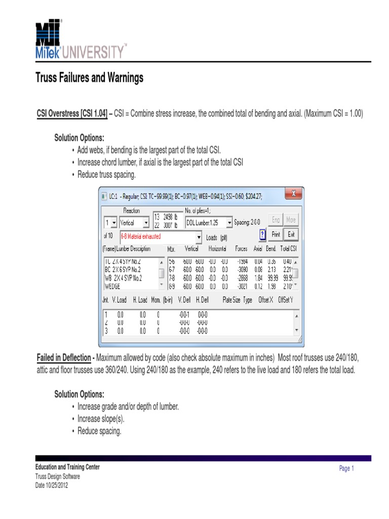 9 Understanding Analysis Failures and Warnings | PDF | Truss | Lumber