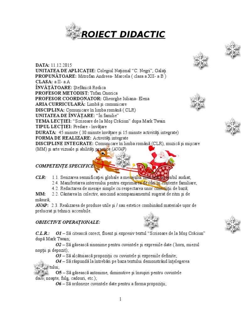 Proiect Didactic | PDF