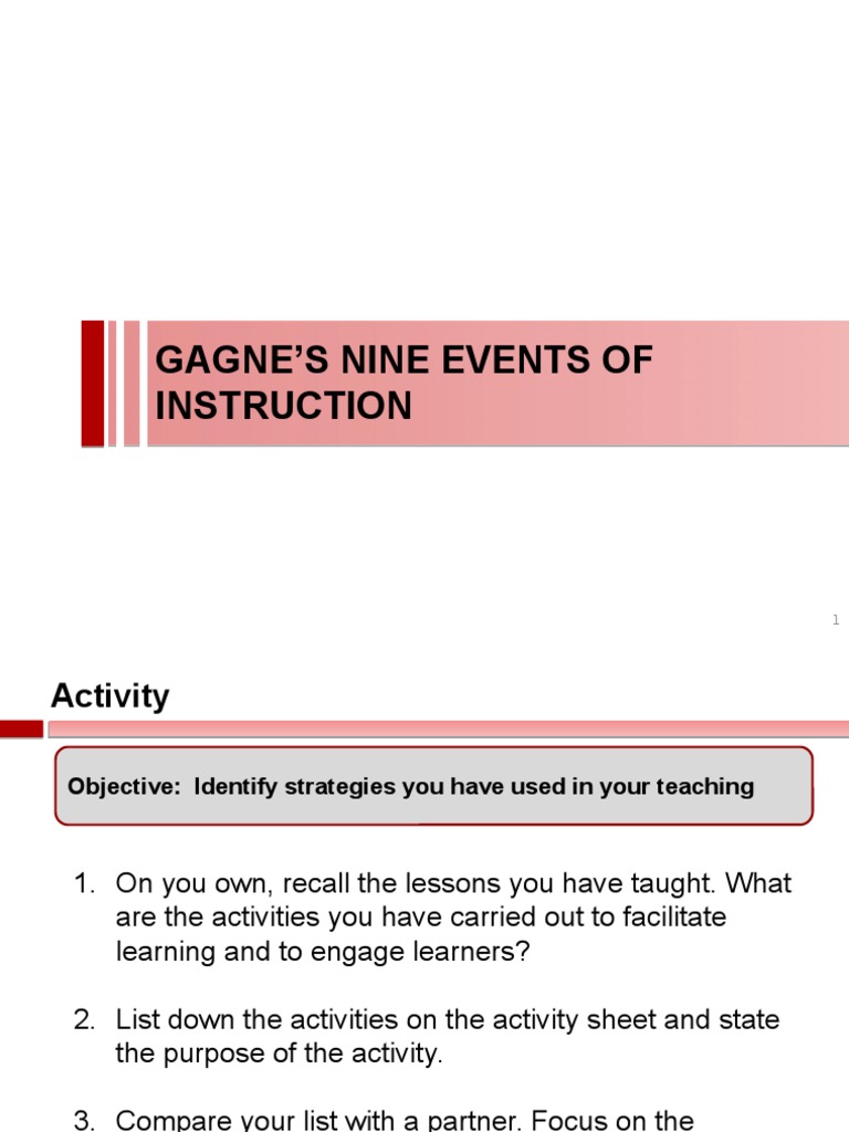 Gagne's Nine Events of Instruction | PDF | Learning | Vocational Education
