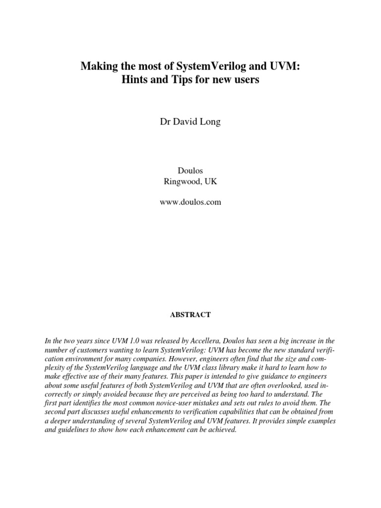 Making The Most Of Systemverilog And Uvm Download Free Pdf Regular Expression Class 