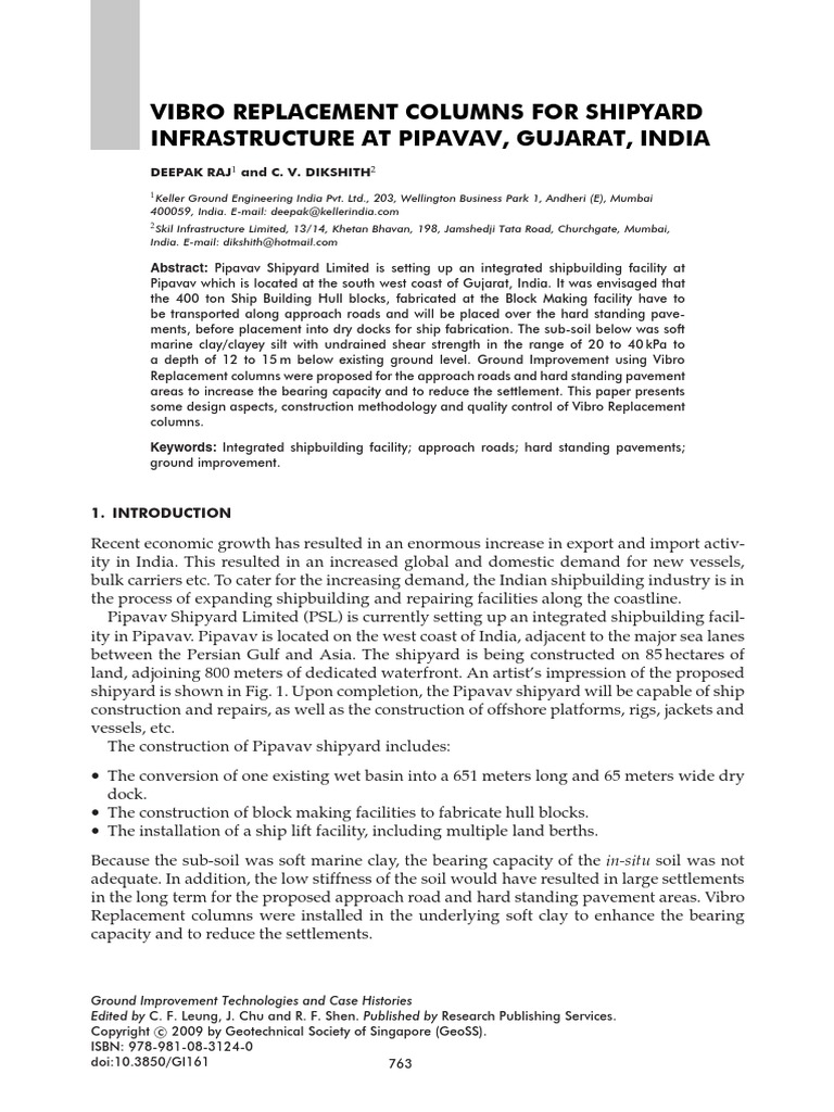 Vibro Replacement Columns For Shipyard Infrastructure at Pipavav - IsGI ...