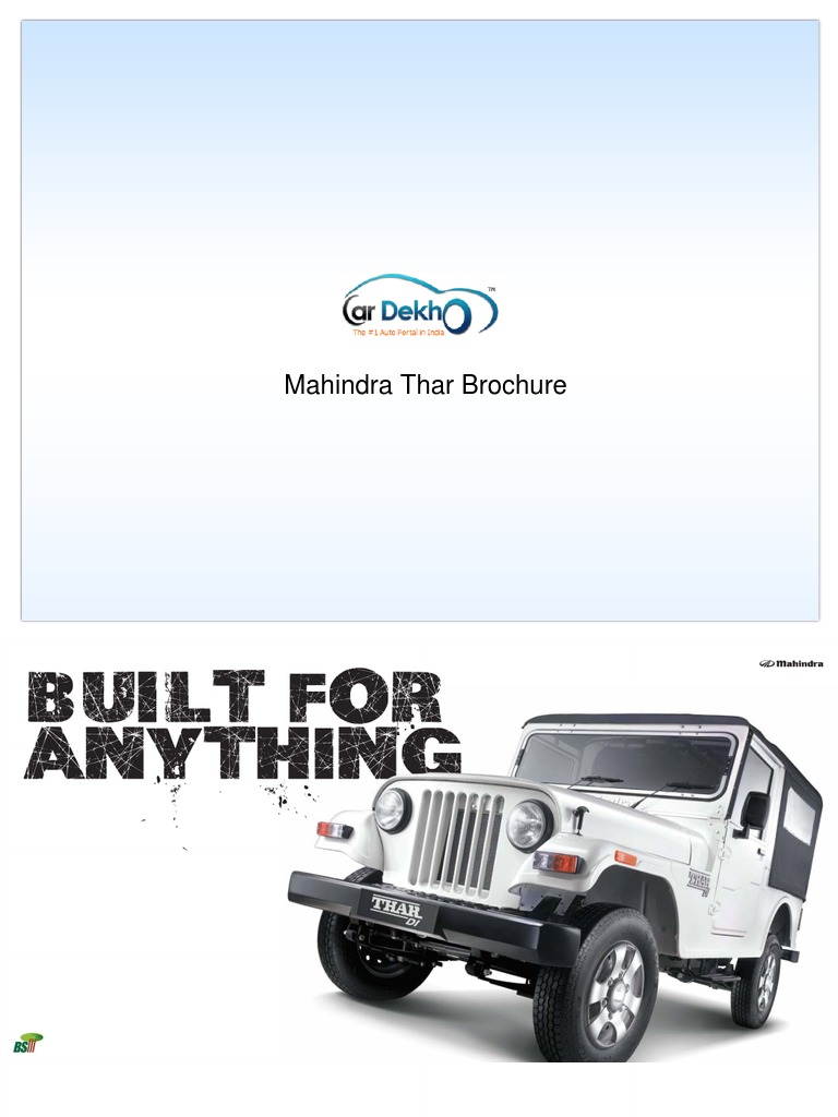 Mahindra Thar Brochure | PDF | Four Wheel Drive | Transmission (Mechanics)