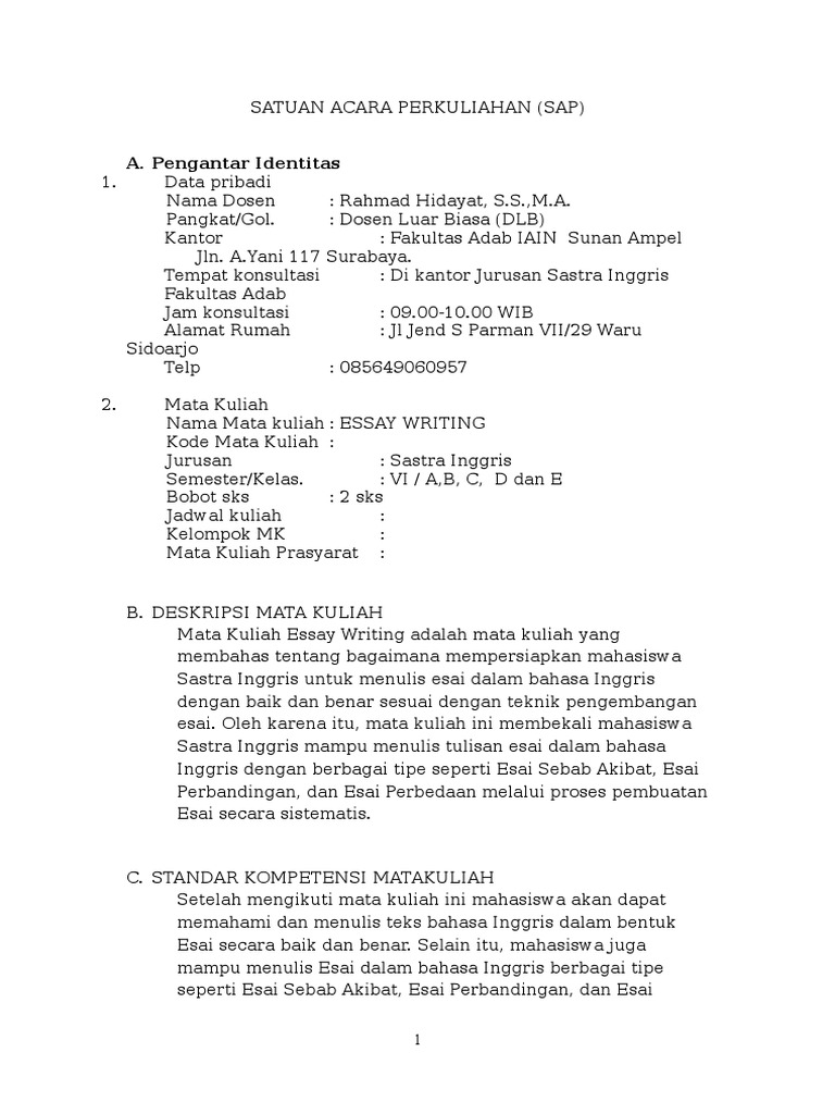 SAP Essay Writing OK | PDF | Karier & Perkembangan
