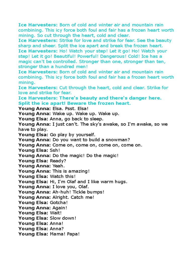 Dialogos Frozen para Trabajar Definitivo (Copia) | PDF | Disney ...