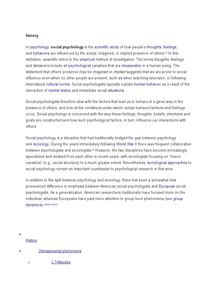 History of Social Psychology | PDF