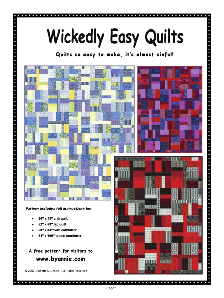 Wickedly Easy Quilts Patterns PDF | PDF | Quilt | Seam (Sewing)