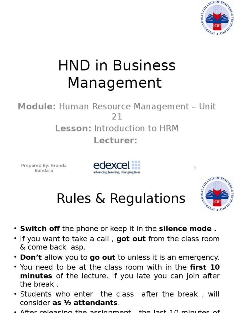 HND in Business Management: Module: Human Resource Management - Unit ...