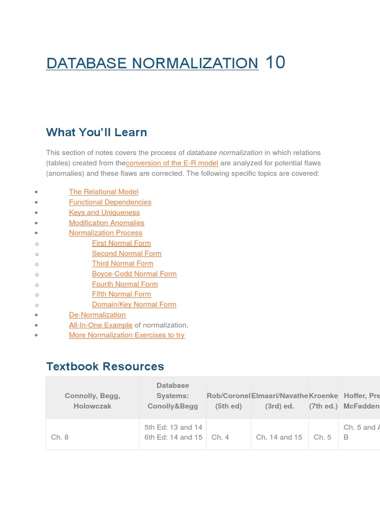 Database Normalization 10 | PDF | Data | Areas Of Computer Science
