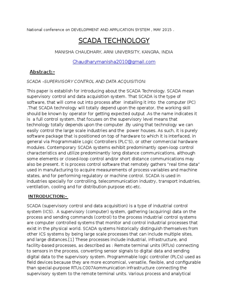 Research Paper On Scada | PDF | Scada | Programmable Logic Controller